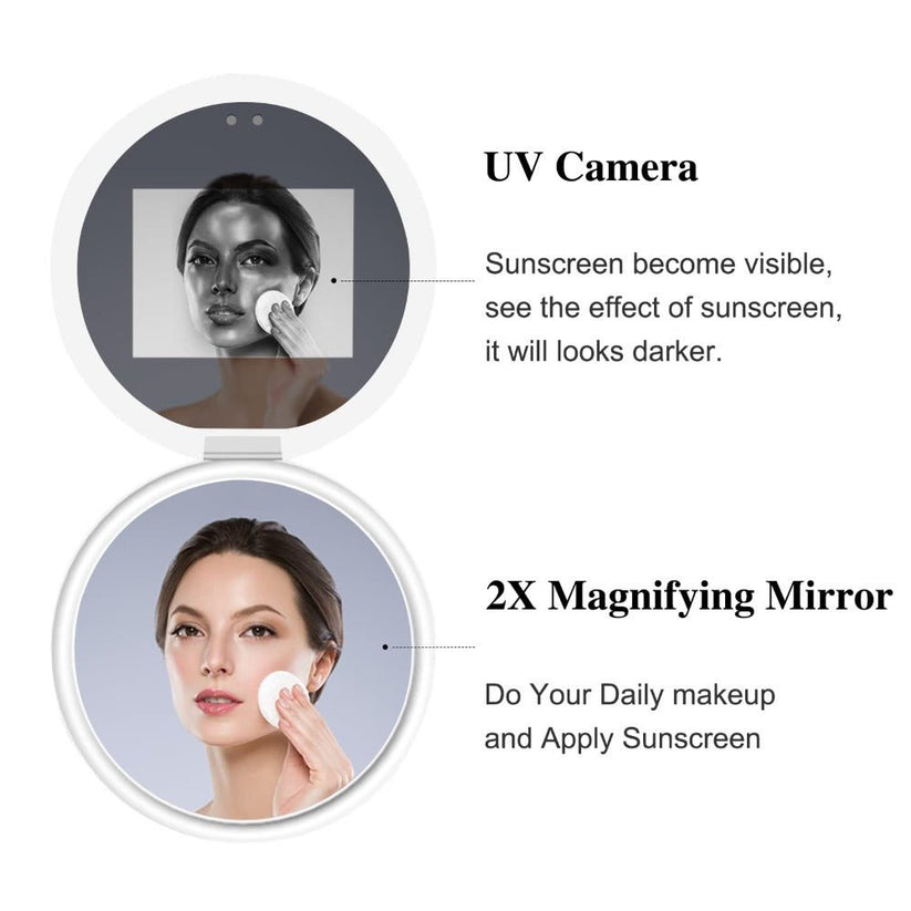 LED UV Camera for Sunscreen Test Travel Compact Vanity Mirror(3.5 Inch ...